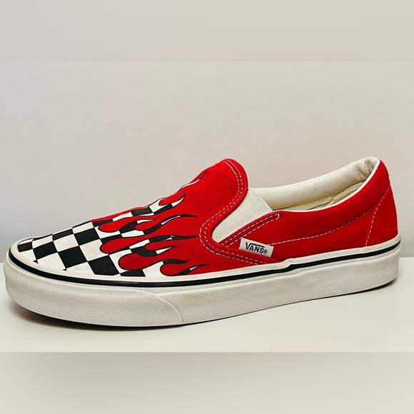 Vans | Shoes | Vans Slipon Checkerboard Flame Red | Poshmark